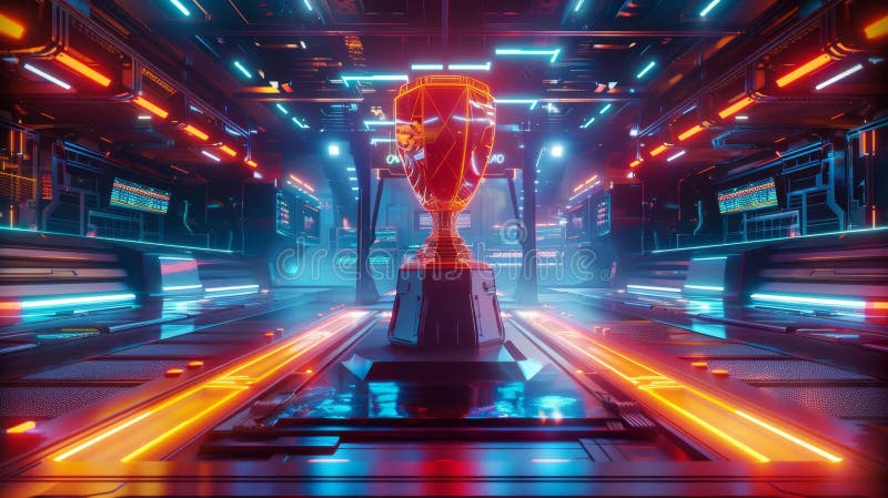 Futuristic Trophy in a High-Tech Environment - Generative AI Stock ...