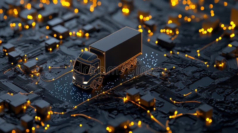 A Futuristic Truck Model on a Digital Landscape Symbolizing Logistics ...