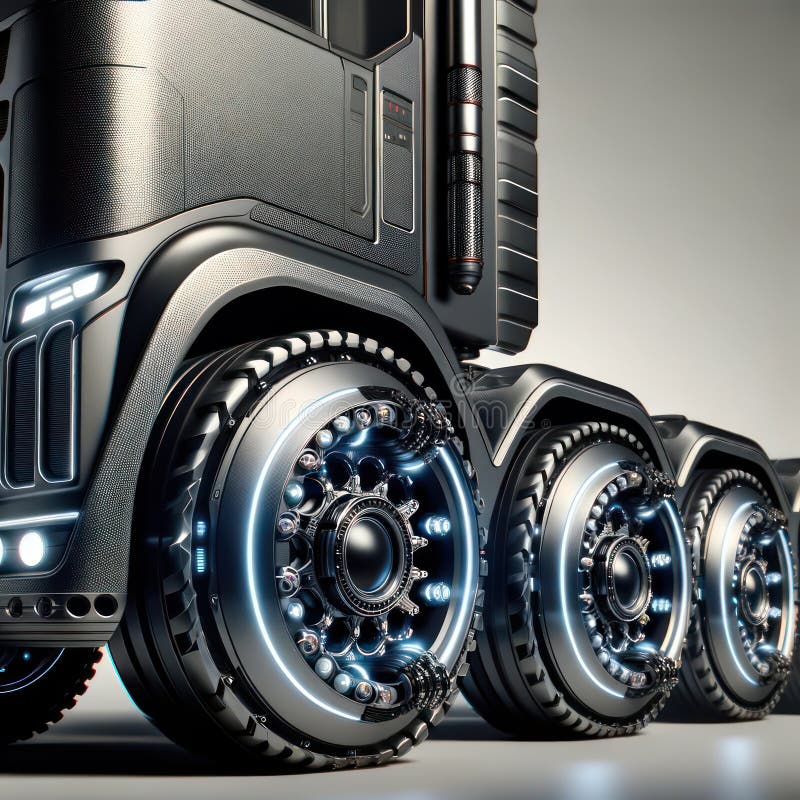 Futuristic Truck Wheels with Modern Truck Stock Image - Image of ...