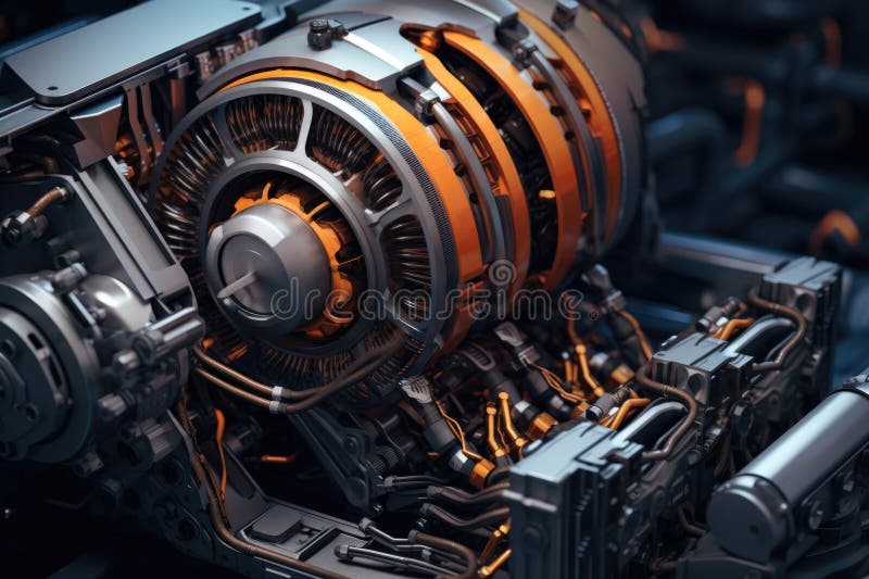 Futuristic Trucks Engine Close-up with Visible Mechanical Parts Stock ...