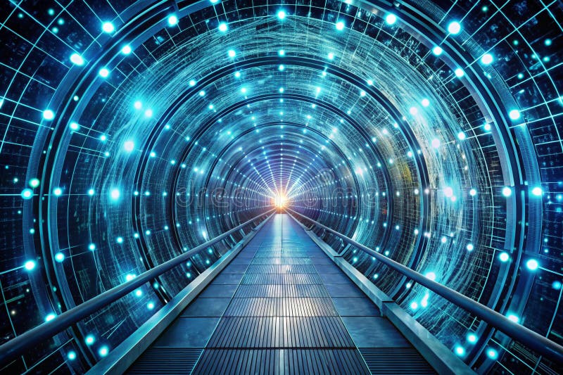 Futuristic Tunnel of Data Representing Machine Learning Flow Stock ...