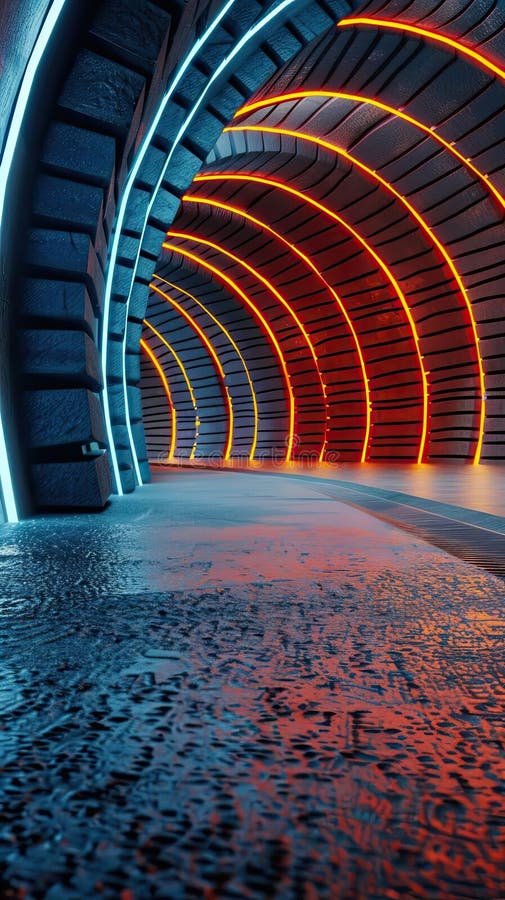 Futuristic Tunnel Design with Intricate Digital Textures and Modern ...