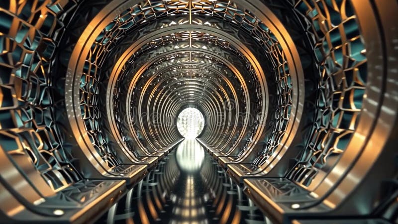 A Futuristic Tunnel Design with Metallic Textures. the Light at the End ...