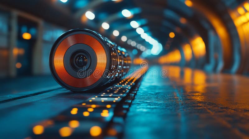 Futuristic Tunnel Featuring Technological Marvel with Circular Lens and ...