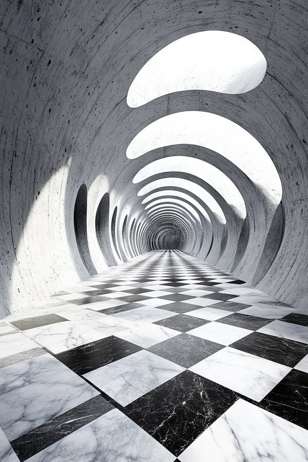 Futuristic Tunnel with Geometric Patterns and Natural Light Stock ...