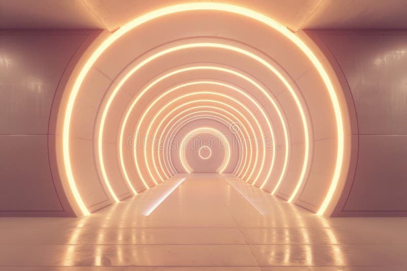 Futuristic Tunnel with Glowing Circular Light Rings – Modern ...