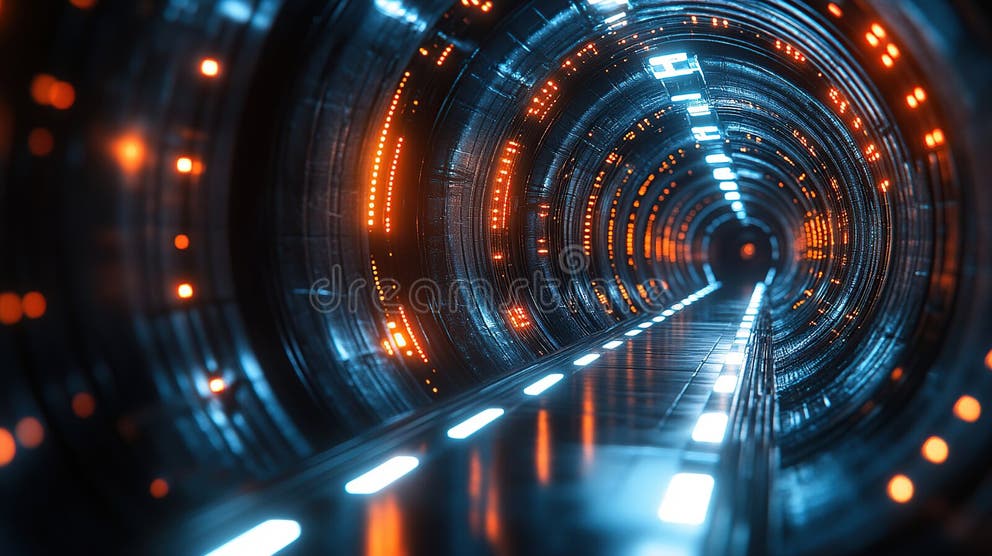Futuristic Tunnel, Glowing Lights, Pathway, Abstract Background, Tech ...