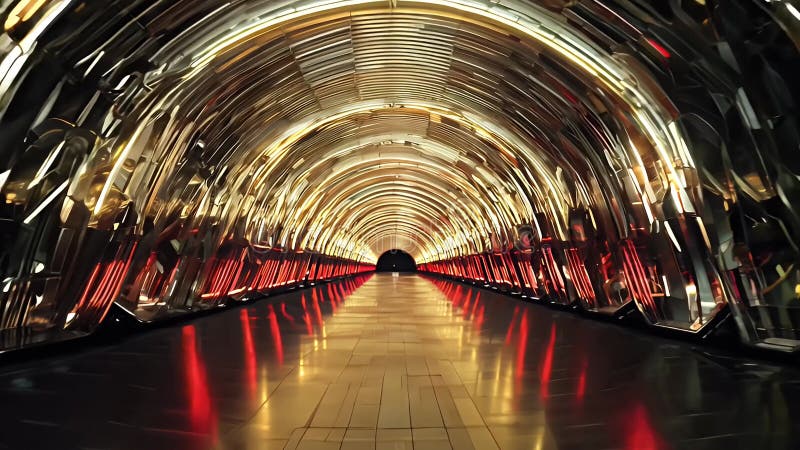 Futuristic Tunnel with Glowing Lights and Reflections Stock Video - Video of illuminated ...