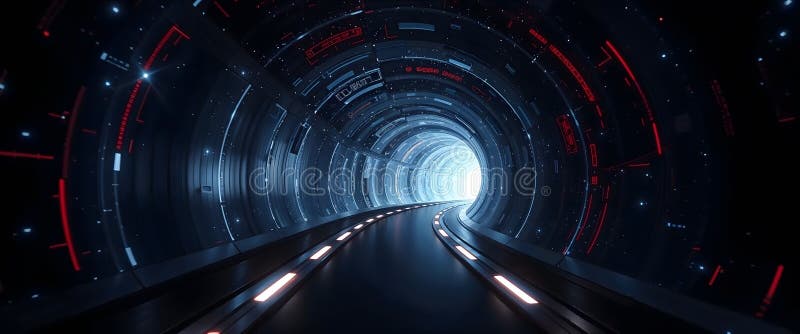 Futuristic Tunnel with Glowing Technology, Creating a Dynamic, Sci-fi ...