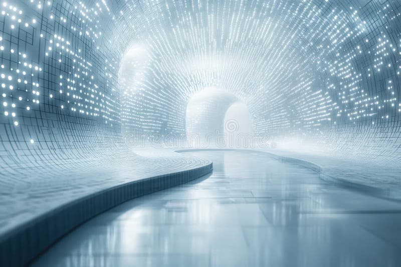 A Futuristic Tunnel Illuminated by Luminous Lights with a Smooth ...