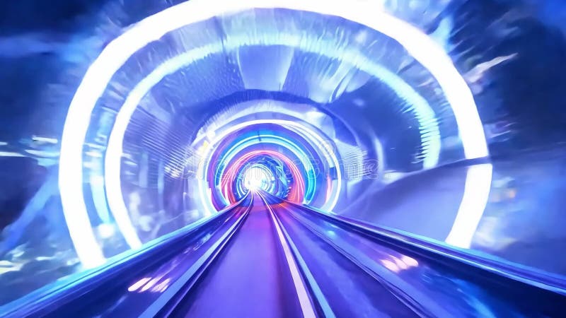 Futuristic Tunnel Lights Creating Dynamic Motion Blur Stock Footage ...
