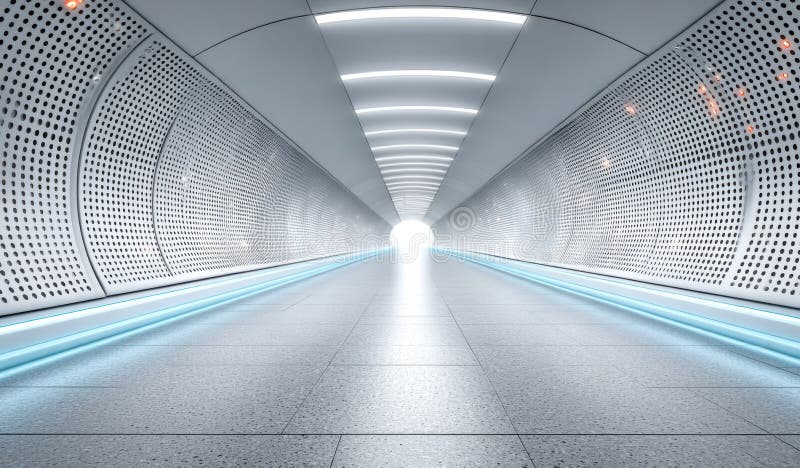Futuristic Tunnel: a Modern Architectural Masterpiece. Experience the Sleek Design, Bright ...