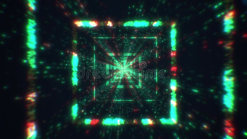 Futuristic Tunnel with Neon Lights. Beautiful Abstract Square Tunnel ...