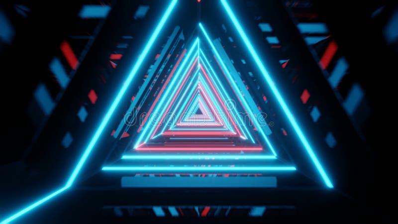 Futuristic Tunnel Rotating with Red and Blue Lights and Digital Data ...