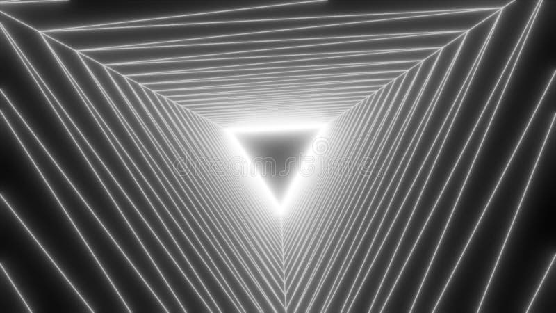 Futuristic Tunnel with Neon Lights. Motion. Pyramid Like Shapes ...