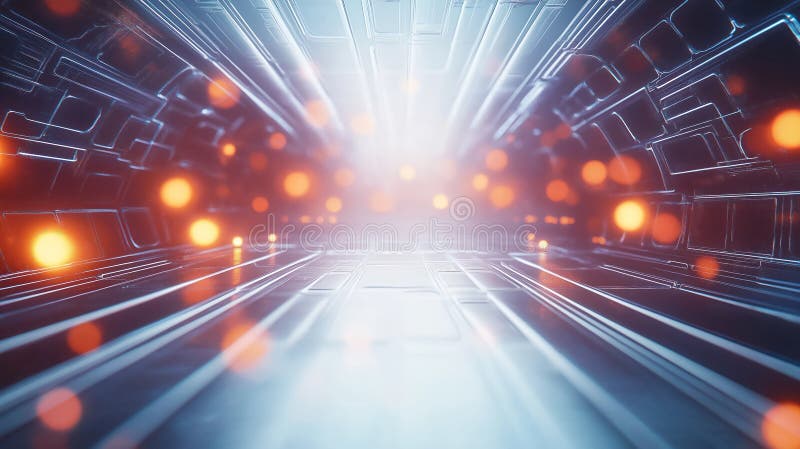 Futuristic Tunnel with Tech Design Elements. Abstract Tech Scene with ...