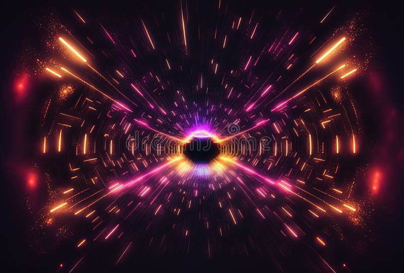 Futuristic Tunnel Technology Background with Neon Light Stock ...
