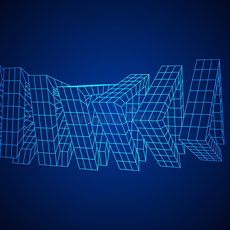 Futuristic Tunnel of Wireframe Low Poly Mesh Construction Stock Vector ...