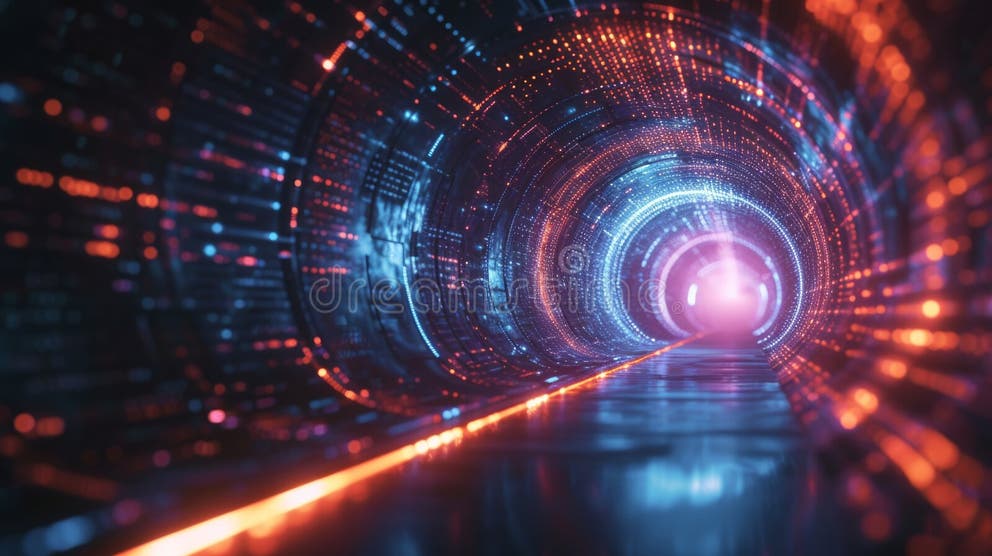 Futuristic Tunnels of Light and Data, Symbolizing Technological ...