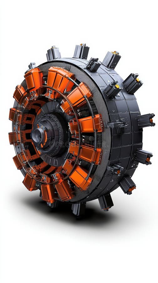 A Futuristic Turbine Design with a Black and Orange Color Scheme ...