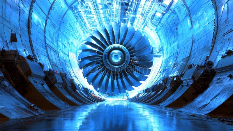 Futuristic Turbine Engine Inside High-tech Industrial Facility with ...