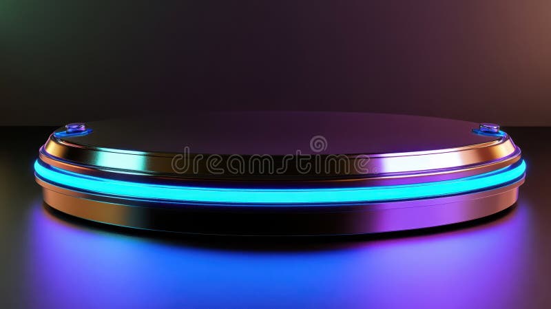 Futuristic Turntable with Neon Lights on Dark Background Stock Image ...