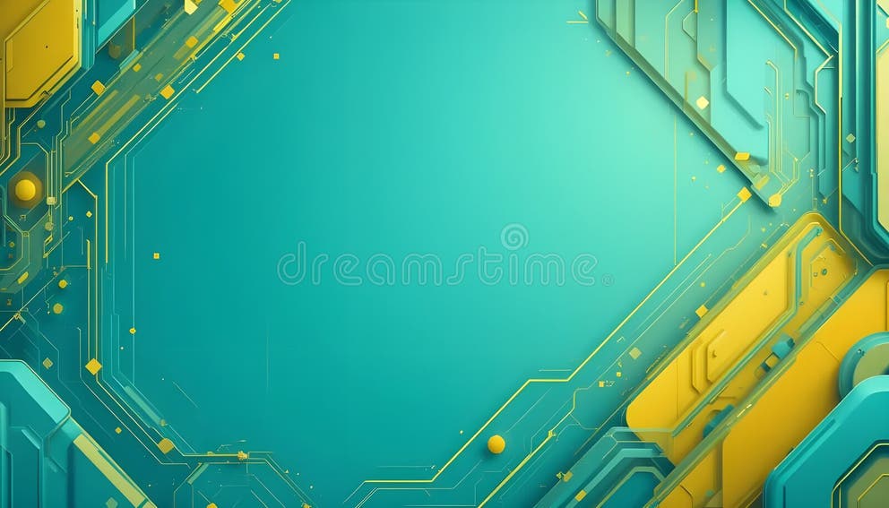 Futuristic Turquoise and Yellow Tech Background Featuring a Clean ...