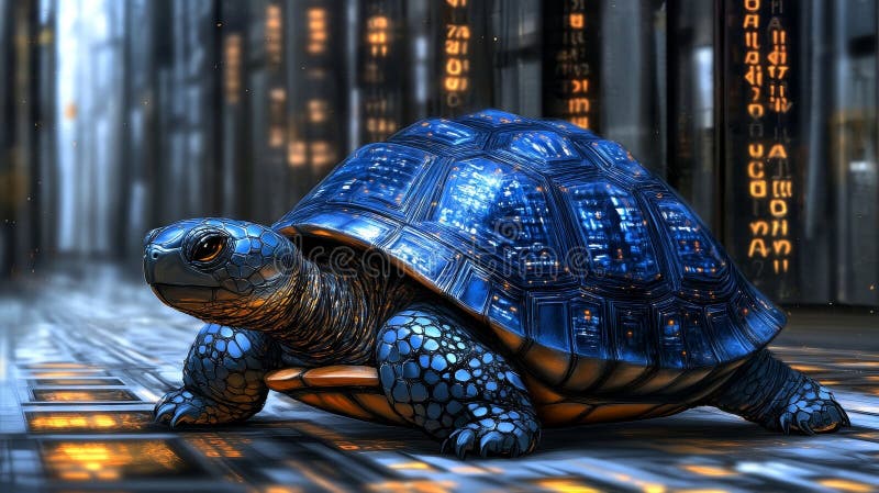 Futuristic Turtle in Digital Space a Symbol of Modern Technology ...