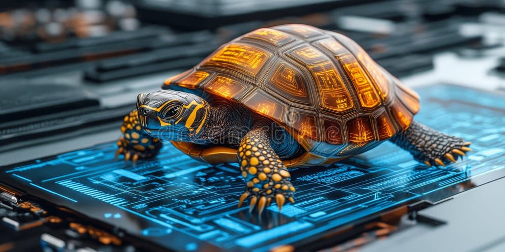 Futuristic Turtle Exploring Holographic Cyberspace, a Symbol of ...