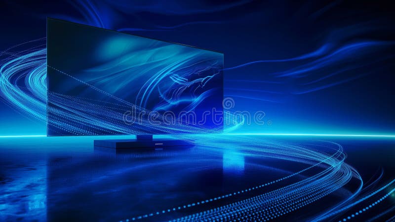 Futuristic TV with Digital Light Trails Stock Photo - Image of stylish ...