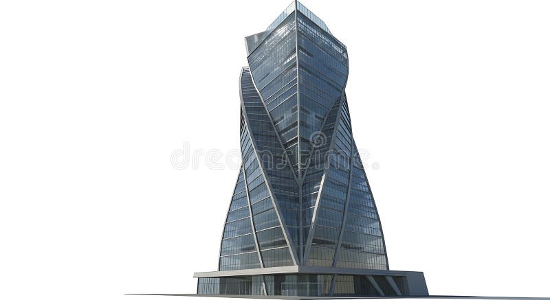 Futuristic Twisted Skyscraper 3D Render Stock Illustration ...