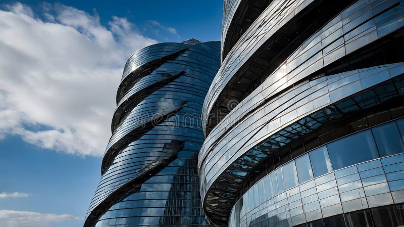 Futuristic Twisted Skyscraper: Reflective Glass and Metallic Elements ...