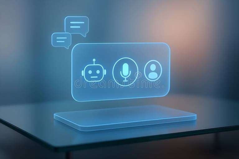 Futuristic Ui Concept Illustrating Ai Chatbot Voice Assistant and User ...