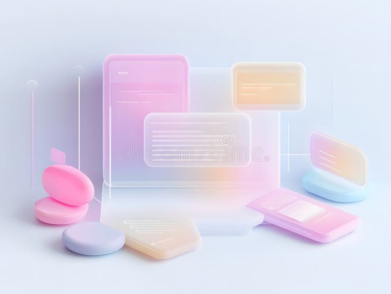Futuristic UI Design with Translucent Pastel Panels and Sleek Digital ...