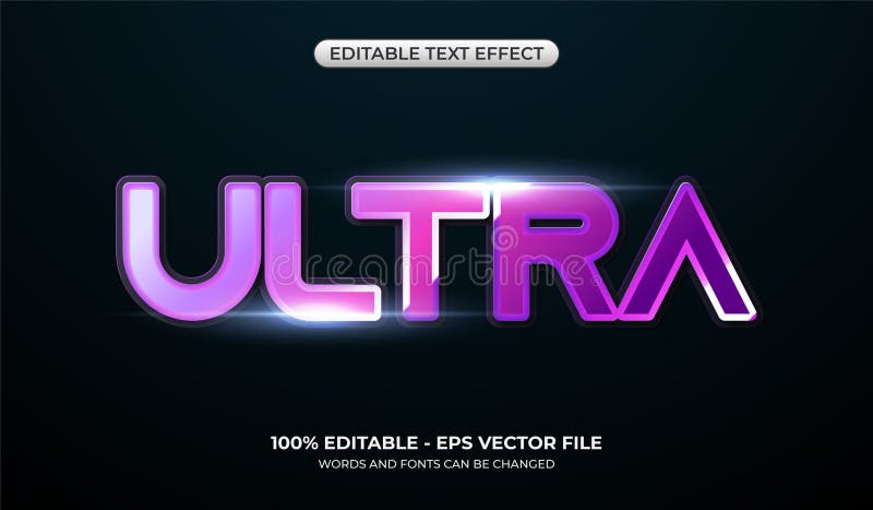 Futuristic Ultra Violet Text Effect. 3d Technology Text Effect Stock ...