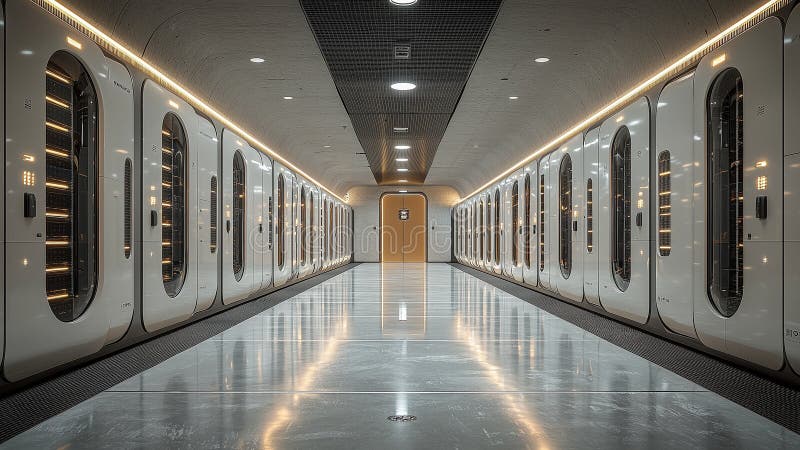 Futuristic Underground Data Vaults Stock Illustration - Illustration of ...