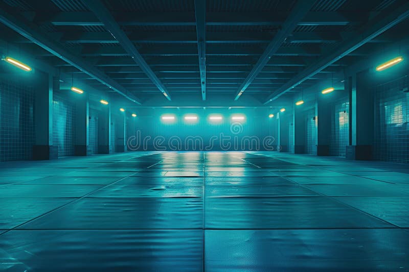 Futuristic Underground Gym with Neon Lights and Industrial Design ...
