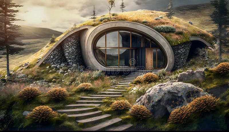 Futuristic Underground Home Generated by AI Stock Illustration ...