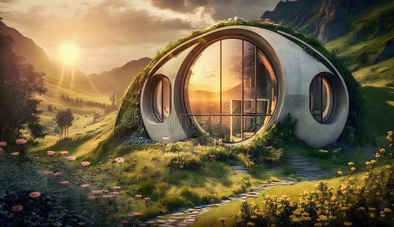 Futuristic Underground Home Generated by AI Stock Illustration ...