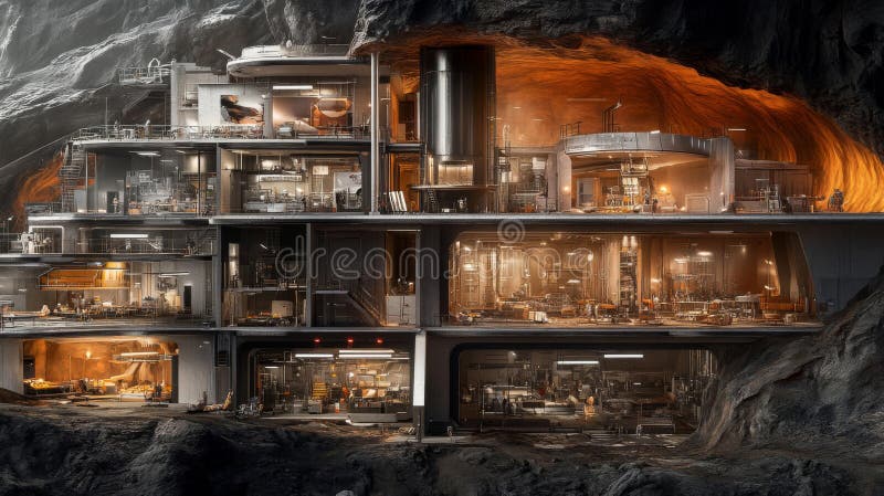 Futuristic Underground House: a Cross-Section View of a Modern Cave ...