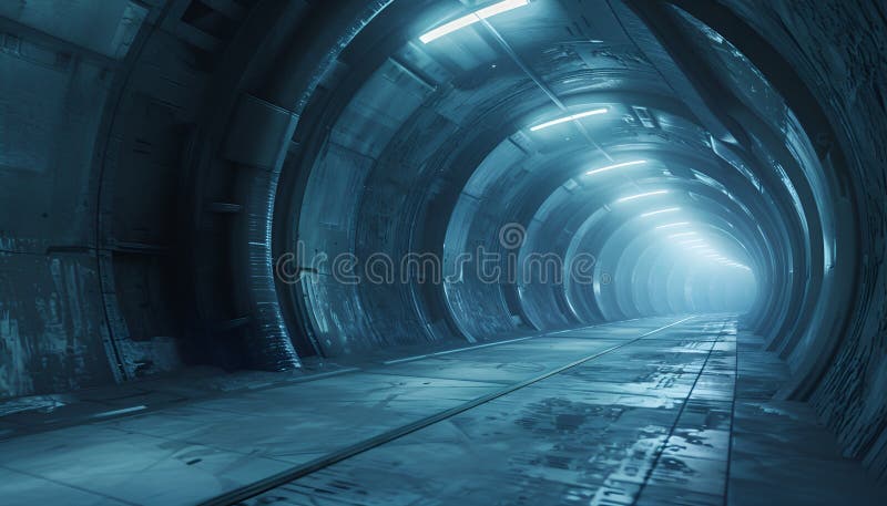 Futuristic Underground Metal Tunnel Stock Illustration - Illustration ...