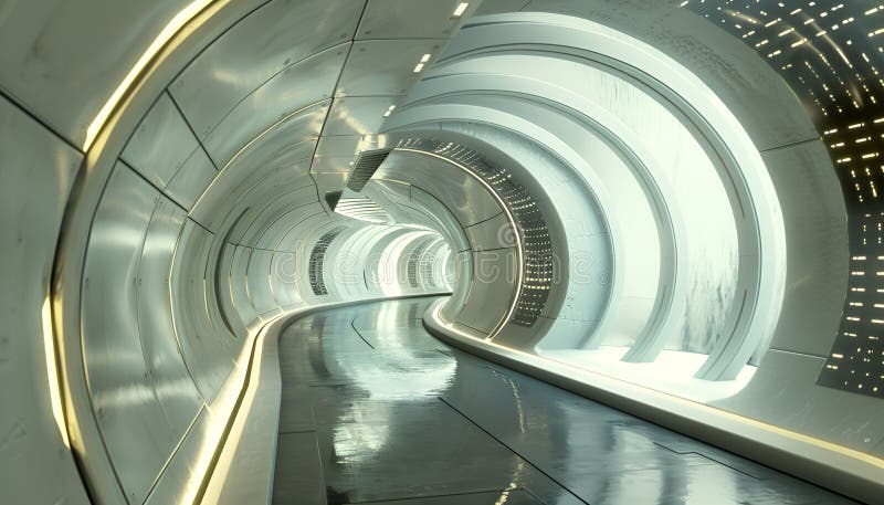 Futuristic Underground Metal Tunnel Stock Illustration - Illustration ...