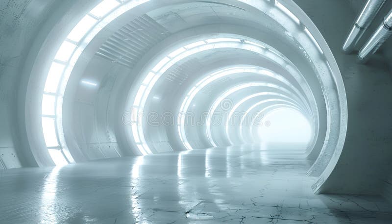 Futuristic Underground Metal Tunnel Stock Illustration - Illustration ...