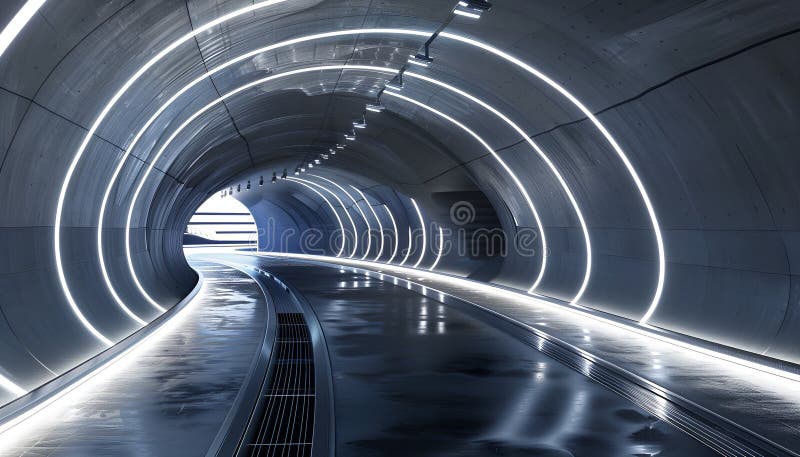 Futuristic Underground Metal Tunnel Stock Illustration - Illustration ...