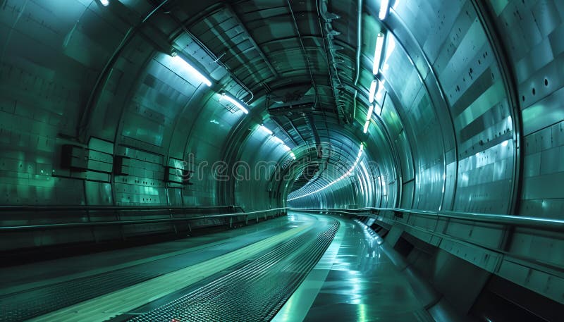 Futuristic Underground Metal Tunnel Stock Illustration - Illustration ...