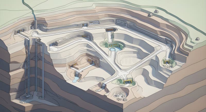 Futuristic Underground Mining Facility with Advanced Infrastructure and ...