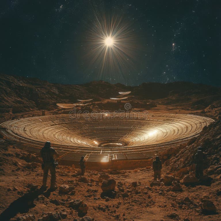 Futuristic Underground Mining Site with Cosmic Background Stock Photo ...