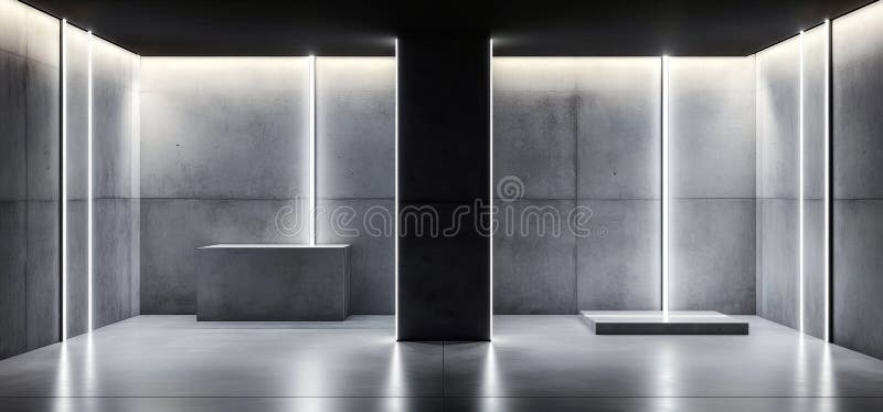 A Futuristic Underground Setting Featuring Neon-lit Pillars and a Sleek ...