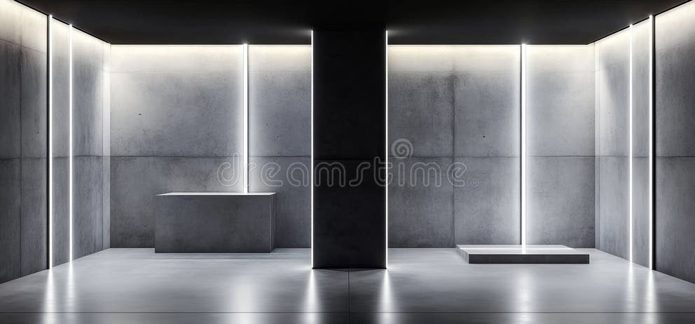 A Futuristic Underground Setting Featuring Neon-lit Pillars and a Sleek ...