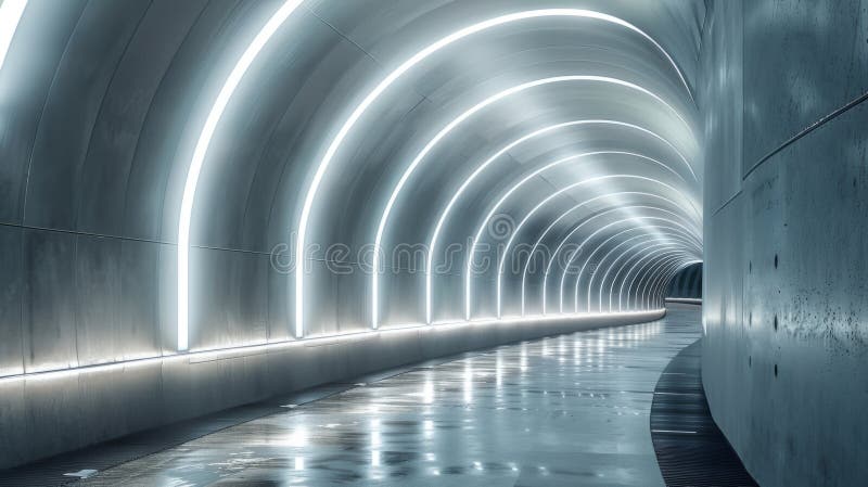 Futuristic Underground Tunnel Architecture with Modern Design and Soft ...